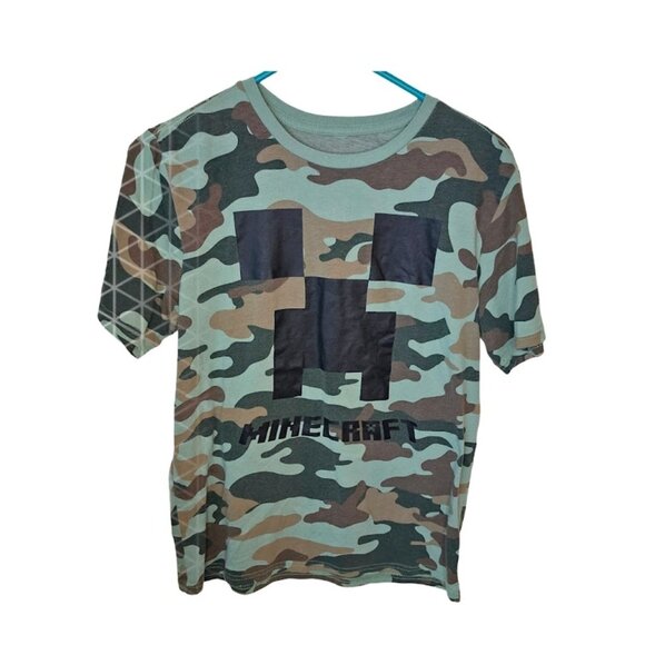 Minecraft | Shirts & Tops | Minecraft Character Green Camo Logo Short ...